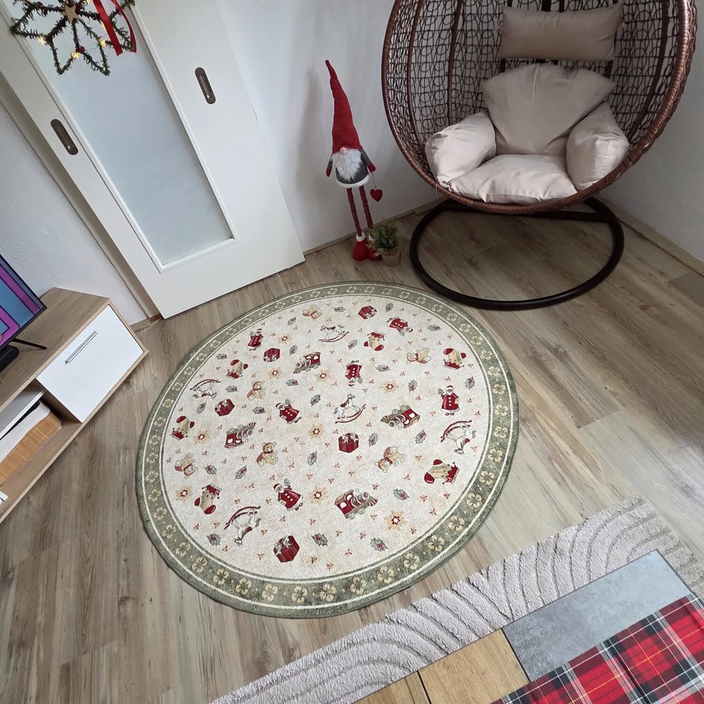 Villeroy & Boch Kusový koberec Toy's delight se střiženým vlasem 106218 Green, Multicolor kruh, 160x160 (průměr) kruh, zelená, obývací pokoj