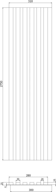 Mexen Lam-B, akustické stěnové lamely 275 × 30 cm, HDF deska 4 mm, technická dýha, dub popelavý, S100-275307-3015-005