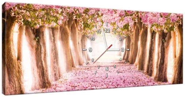 Tištěný obraz s hodinami Romantická cestička s květinami 100x40cm ZP2511A_1I