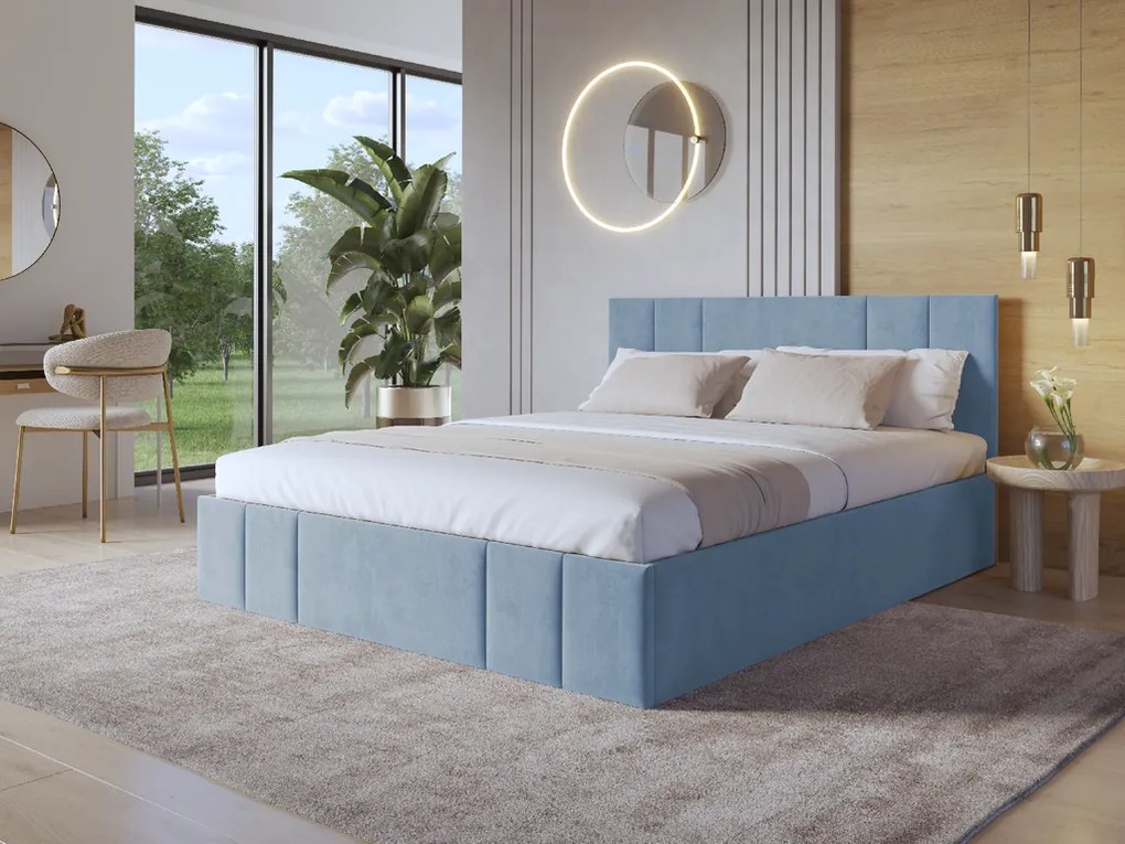 Eka Čalouněná postel SAMANTA - Kronos 90x200 cm Barva látky: Světle modrá (Kronos 31)