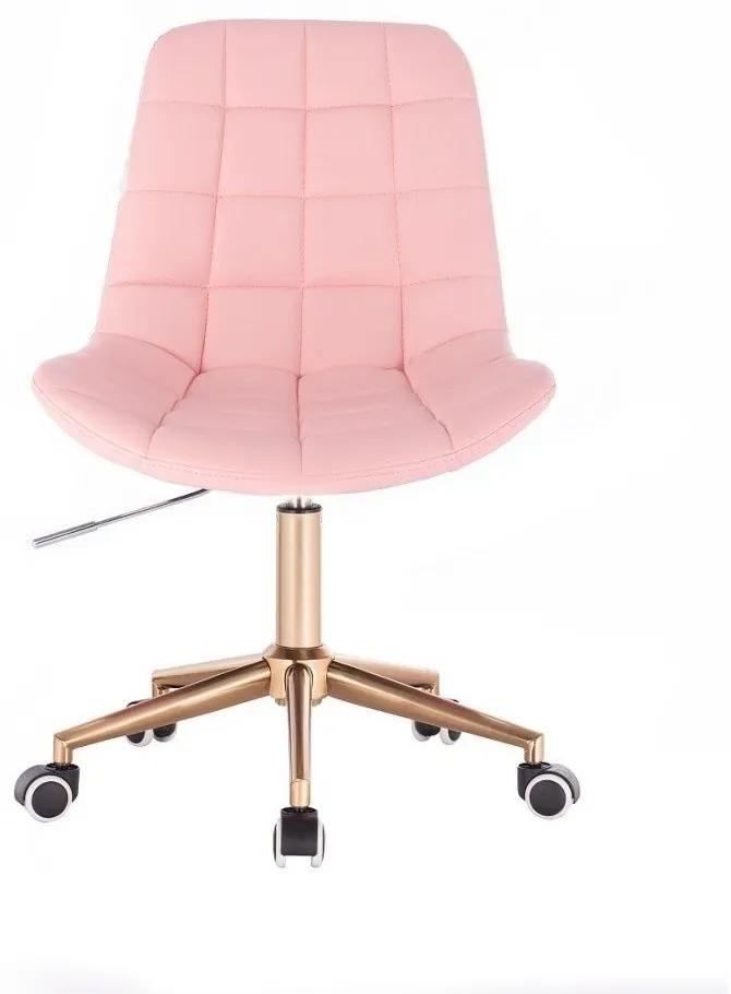 LuxuryForm Židle PARIS na zlaté podstavě s kolečky - růžová