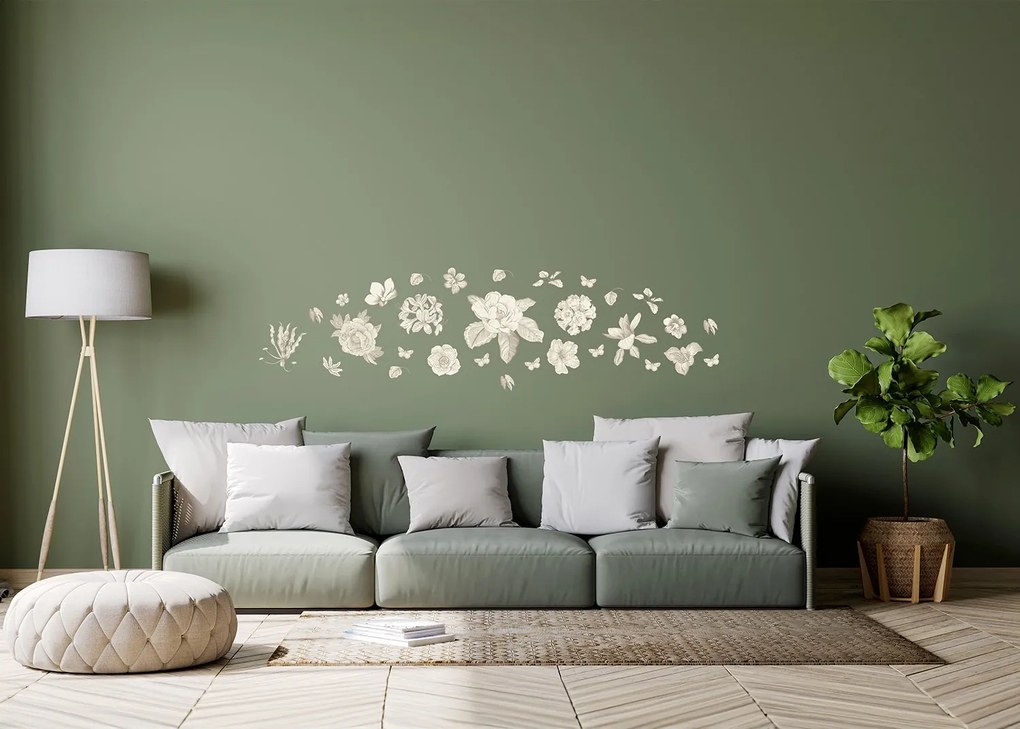 Samolepka na zeď Vybledlé Květy | 42.5 x 65 cm | DSM3453