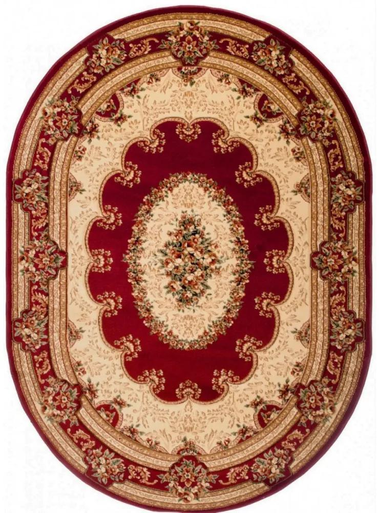 Kusový koberec klasický vzor bordó ovál, Velikosti 70x140cm