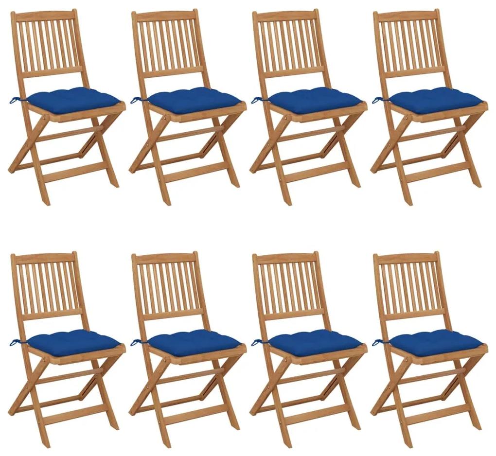 Skládací zahradní židle s poduškami 8 ks masivní akácie,  3075046
