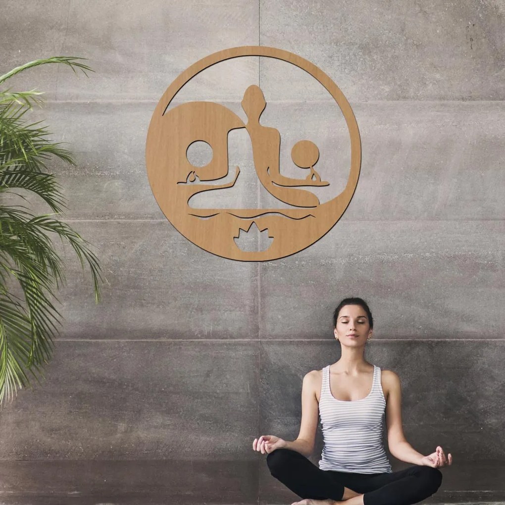 dřevo života Dřevěná dekorace na zeď YING YANG YOGA Zvolte barvu dekoru: Buk, Rozměry Ø (cm): 60