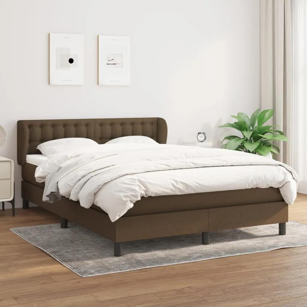 Box spring postel s matrací tmavě hnědá 140x190 cm textil,  3126560