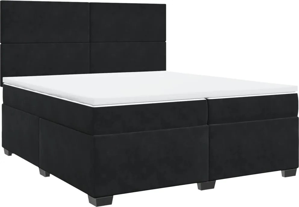 Box spring postel s matrací černá 200x200 cm samet 3293298