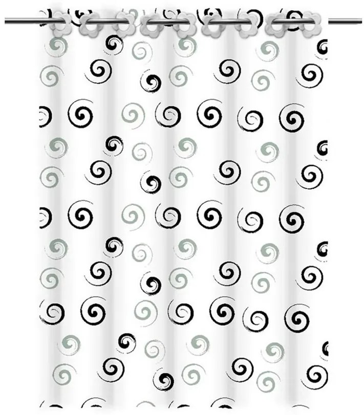 Koupelnový závěs Spirals bílo-černý 150x200