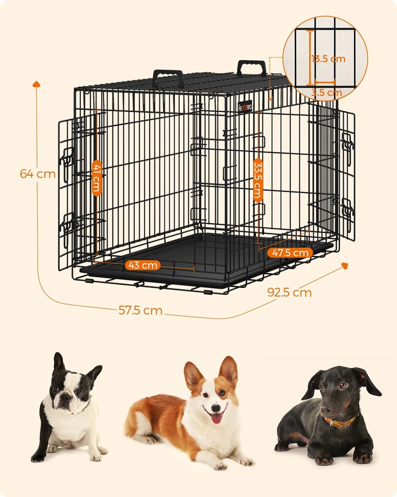 Přepravní klec pro zvířata OUSTRIA 92,5 cm černá