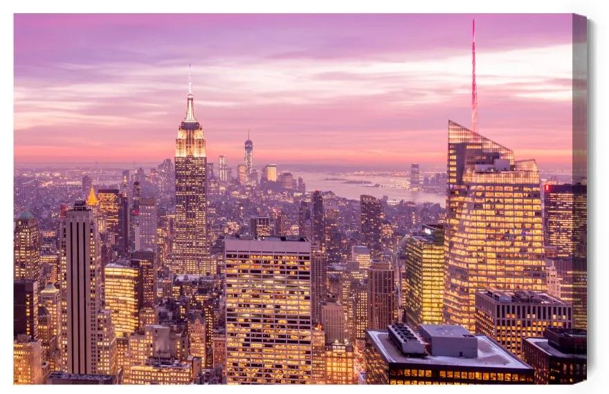 Obraz Panorama New Yorku V Noci Nedostatek Nedostatek Přírodní plátno 40x30