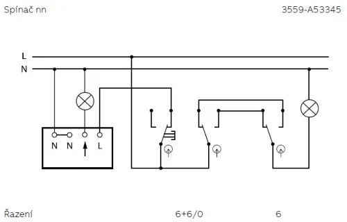 ABB Tango vypínač č.6+6 IP44 šedá 3559A-A52940 S