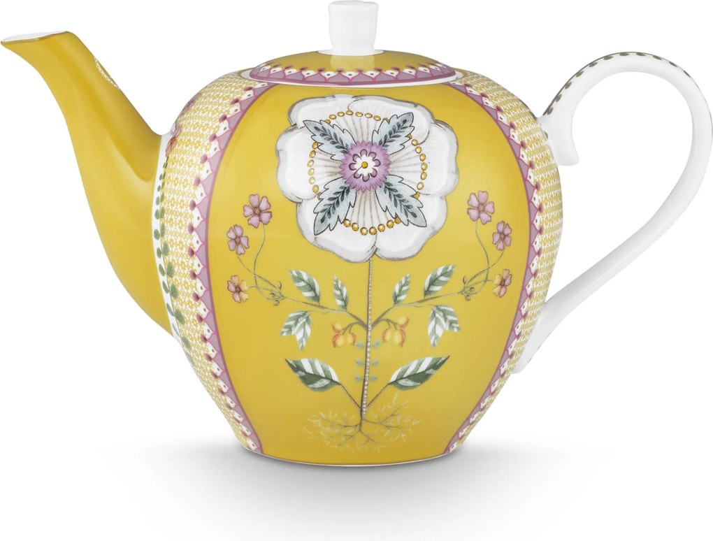 Pip Studio Lily & Lotus čajová konvice 1,6l, žlutá (Porcelánová čajová konvice)