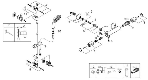 GROHE 34800001 - Termostatická sprchová baterie PRECISION FLOW 600 mm chrom