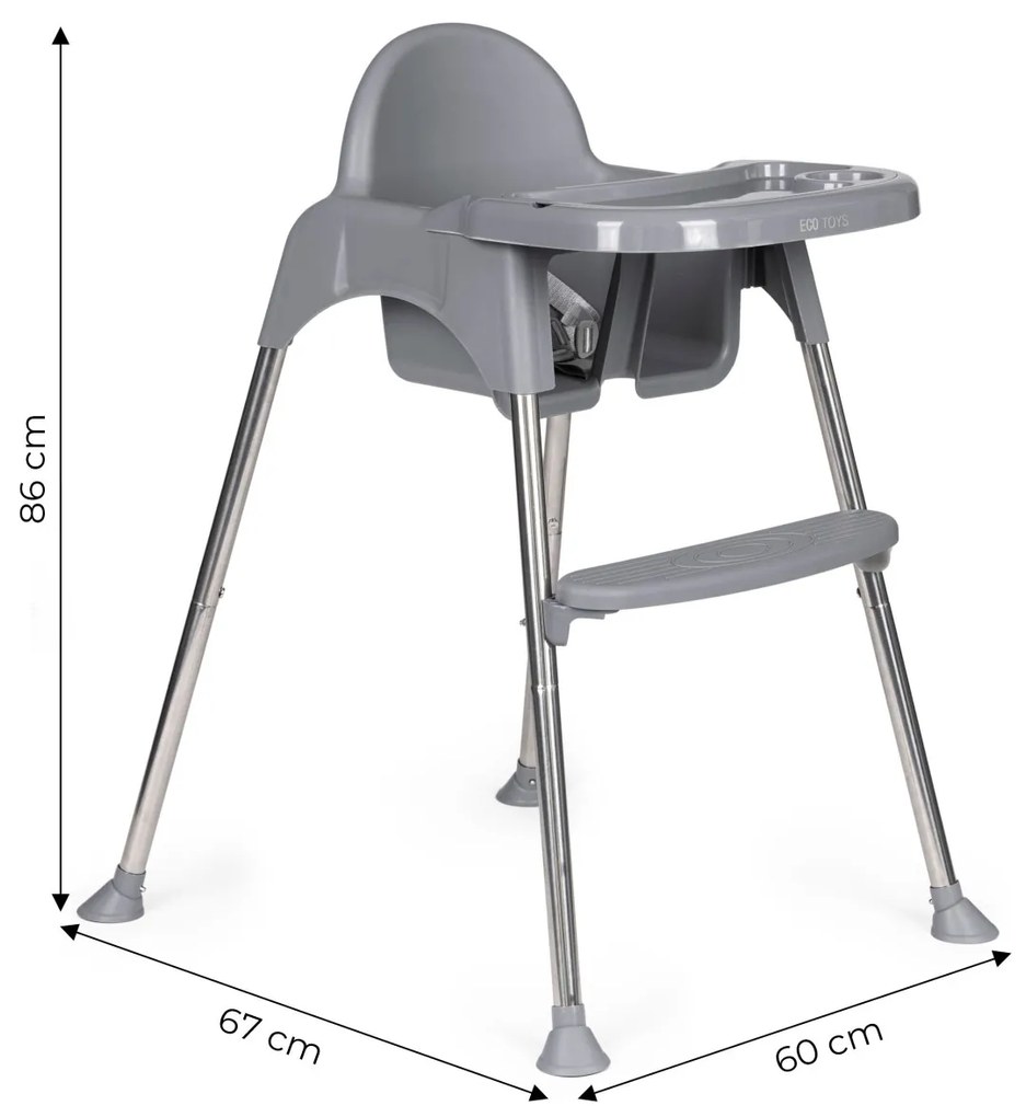 Dětská jídelní židle 2v1 KOMBICHAIR EcoToys šedá