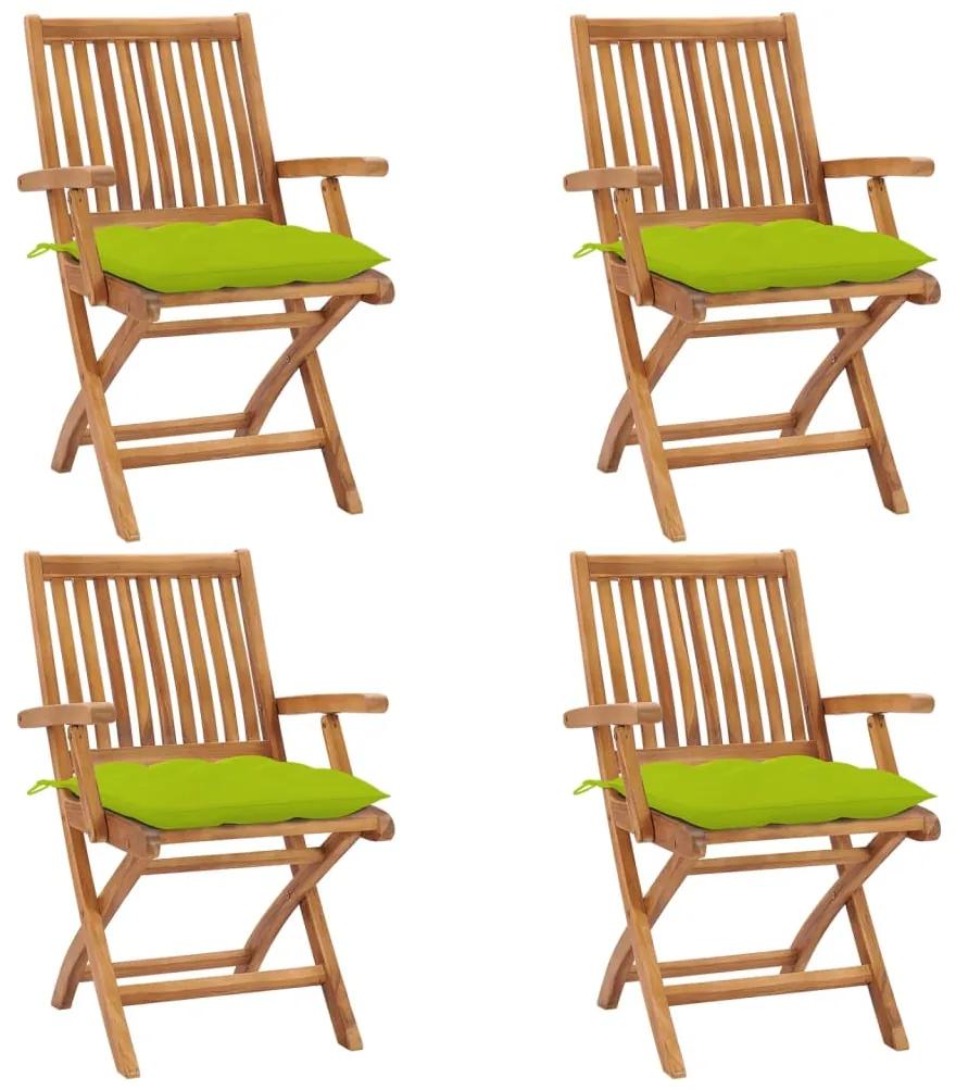 Skládací zahradní židle s poduškami 4 ks masivní teak,  3072749