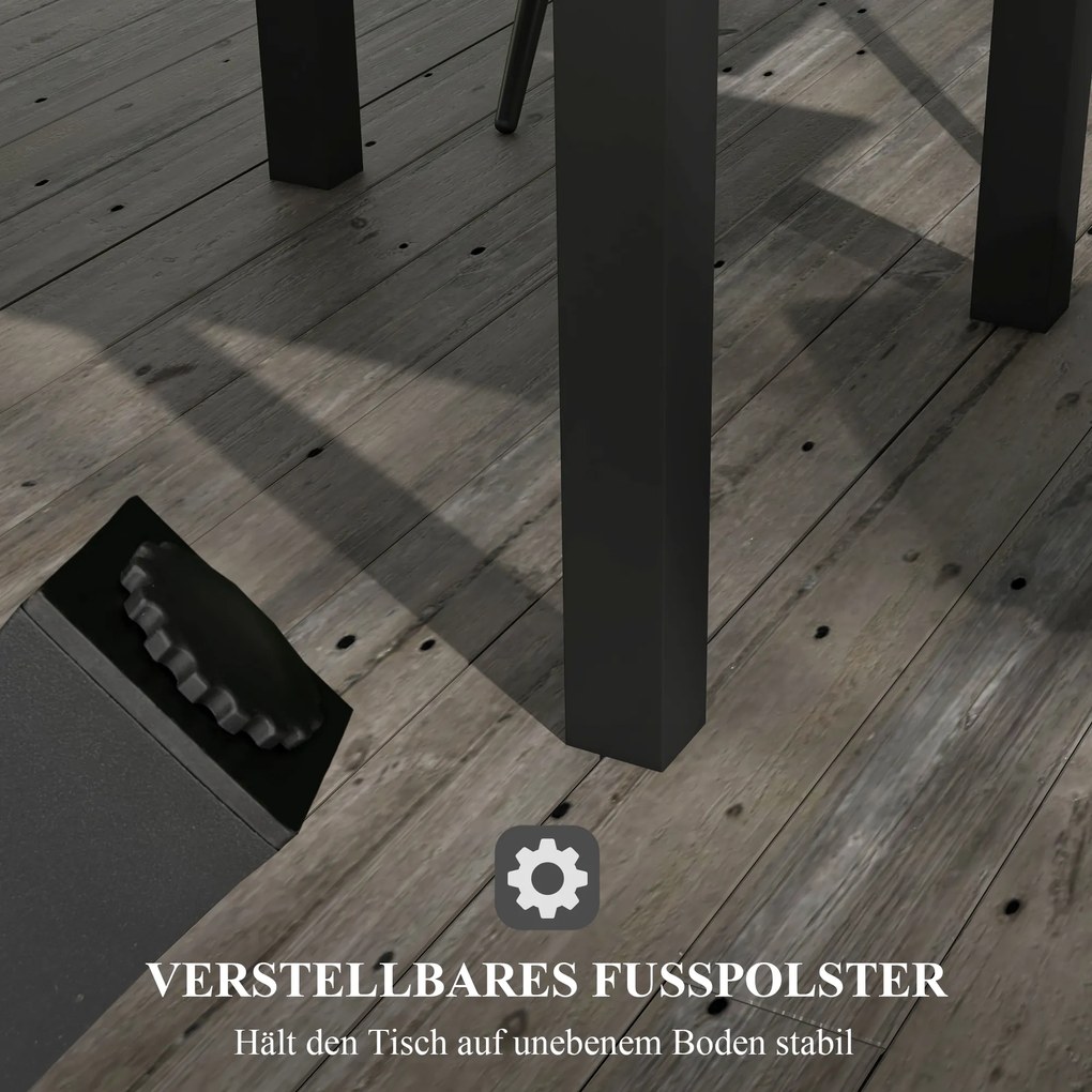Outsunny jídelní stůl zahradní stůl pro 6 osob rozkládací až do 70 kg nosnost hliník žlutá 81/162 x 80 x 75 cm pro terasu a balkon | Aosom.de
