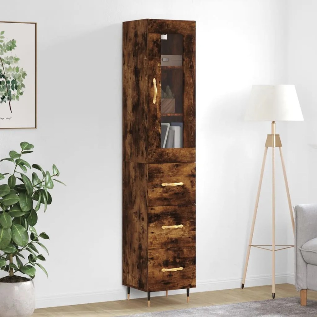 Skříň Highboard 34,5 X 34 X 180 Cm Kompozitní Dřevo - Bílá / 3 police