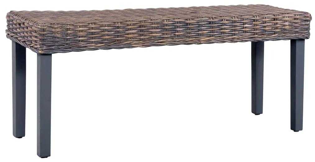 285789 vidaXL Lavice 110 cm šedá přírodní kubu ratan a masivní mangovník