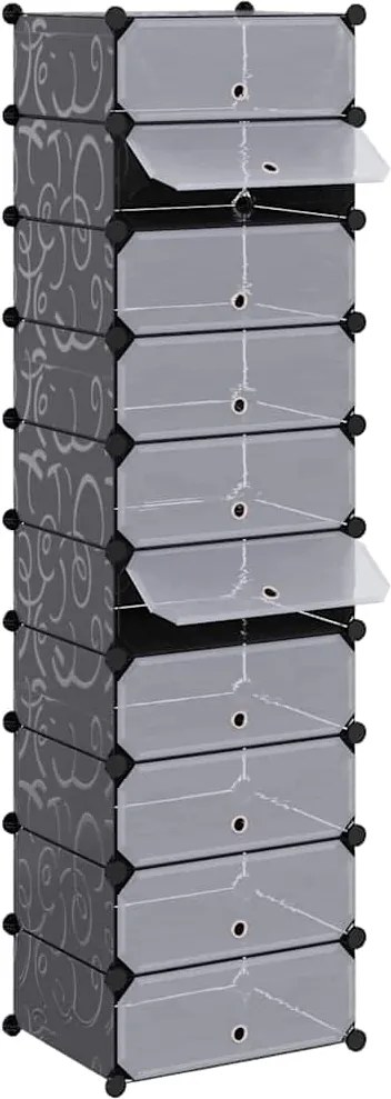 Organizér na boty s 10 přihrádkami, černý 244920