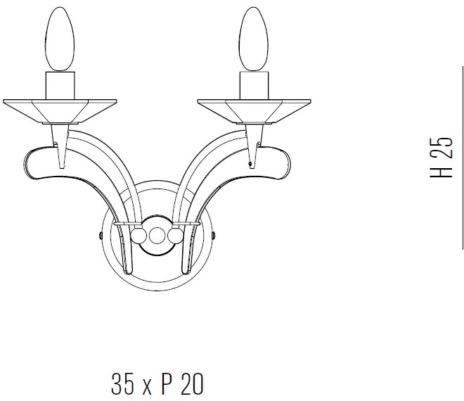 Metal Lux 197.102 Icaro, nástěnné svítidlo 2xE14, chrom/křišťálové sklo, výška 25cm