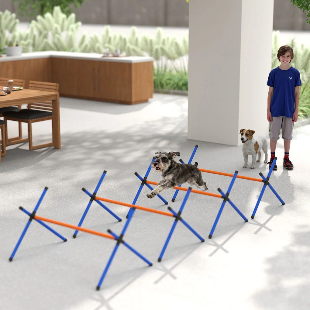 PawHut Agility set pro psy, 4dílné agility vybavení s překážkami, taška na přenášení Výškově nastavitelný tréninkový set pro malé psy