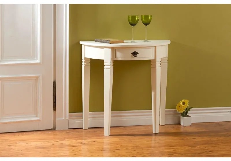furniture-nabytek.cz - Masivní toaletní stolek Catello v bílé barvě, borovice, lakovaný – kulatý