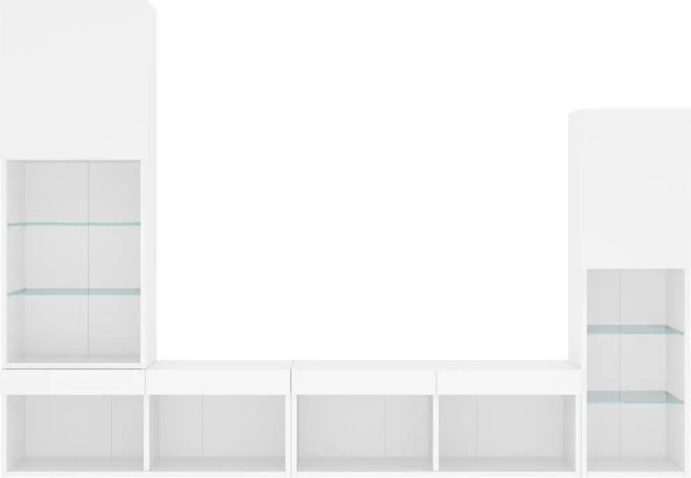 4dílná obývací stěna s LED osvětlením bílá kompozitní dřevo 3216654