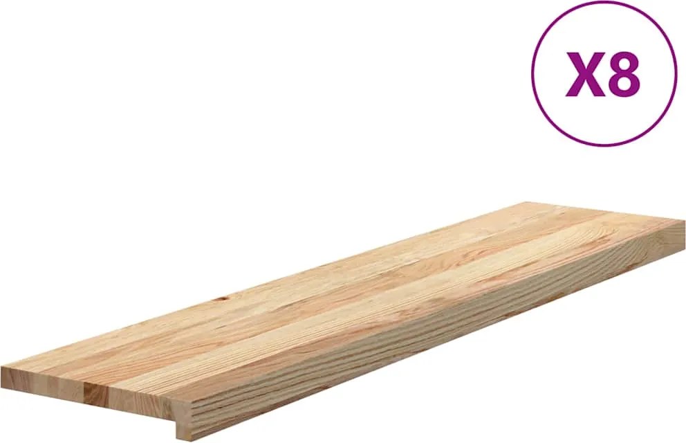 Nášlapy na schody 8 ks neošetřené 110x25x2 cm masivní dub 3282909
