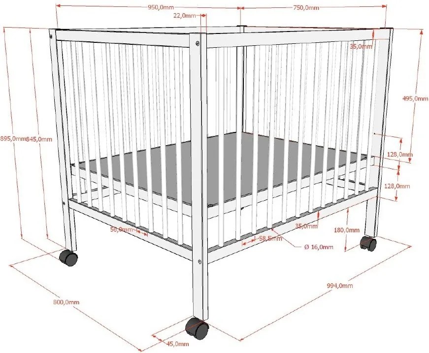 Hnědá dětská ohrádka z bukového dřeva 95x75 cm Dino – Vipack