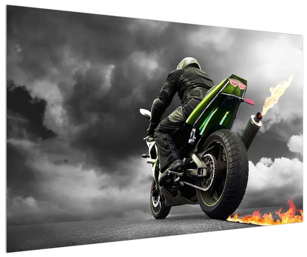 Obraz motorkáře na motorce (120x80 cm)