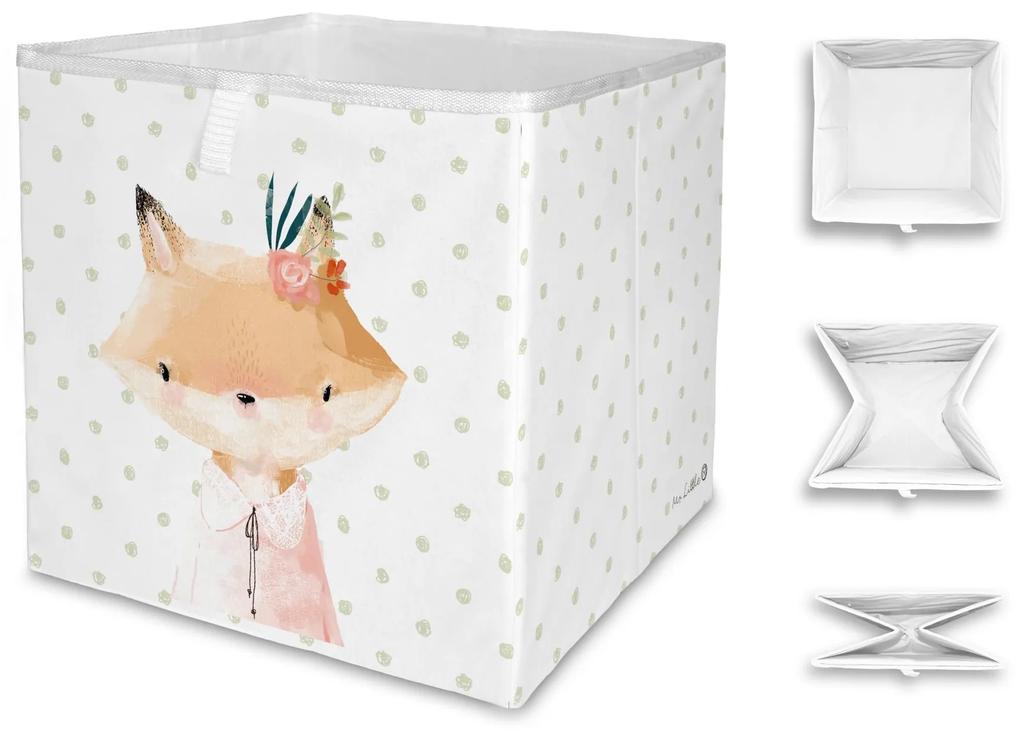 Úložná krabice Girl Fox, 32x32 cm