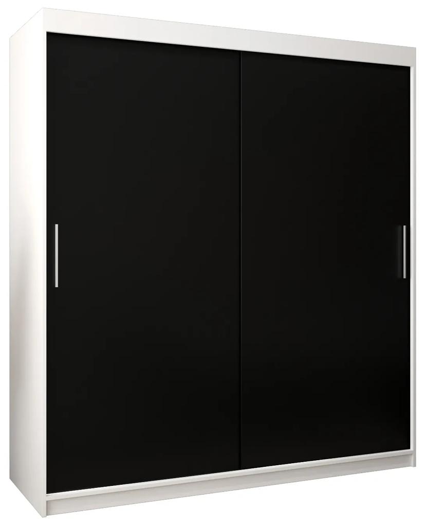 Šatní skříň 180 cm Toki (Bílá matná + Černá matná). 1064832