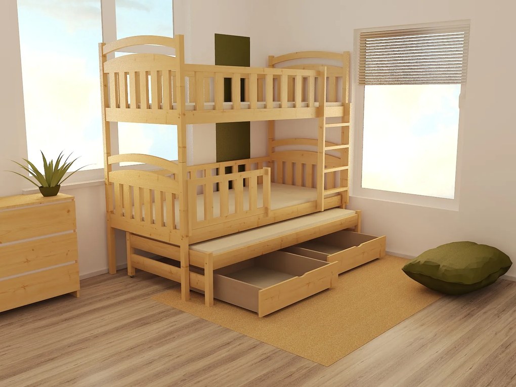 Patrová postel s výsuvnou přistýlkou PPV 014 90 x 190 cm - přírodní