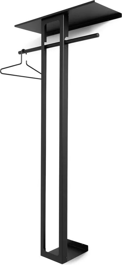 Černý ocelový nástěnný věšák s poličkou 70 cm Luno Large – Spinder Design