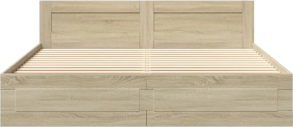 Rám postele s čelem dub sonoma 180 x 200 cm kompozitní dřevo 3295543
