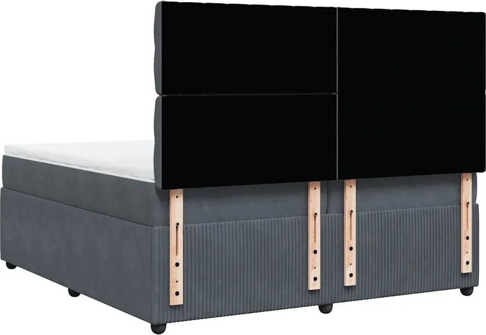 Box spring postel s matrací tmavě šedá 200x200 cm samet 3292437