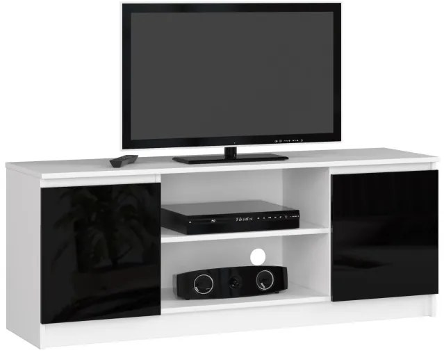 Stolek pod TV RTV 140 2D 1P bílý / černý, lesk