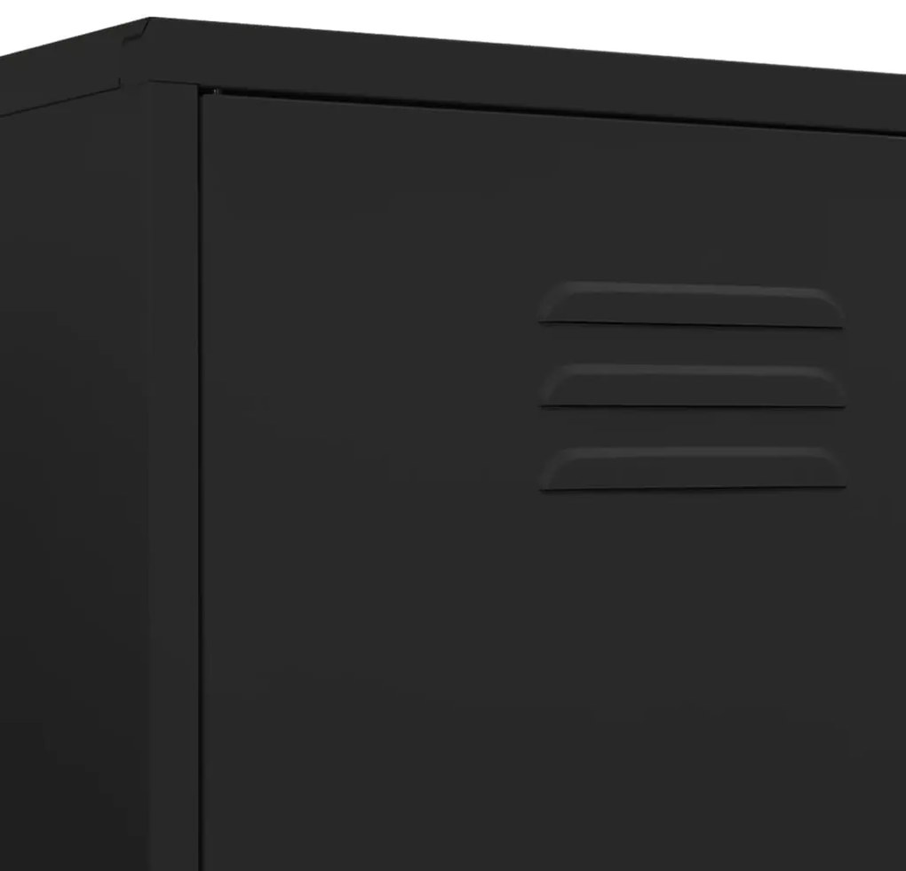 Šatní skříň černá 90 x 50 x 180 cm ocel - Default Title
