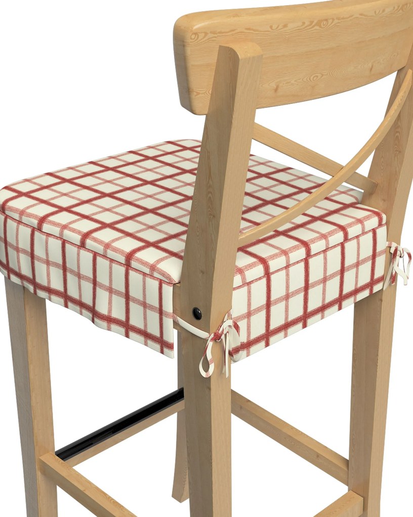 Sedák na židli IKEA Ingolf - barová barva červená látka vzorované