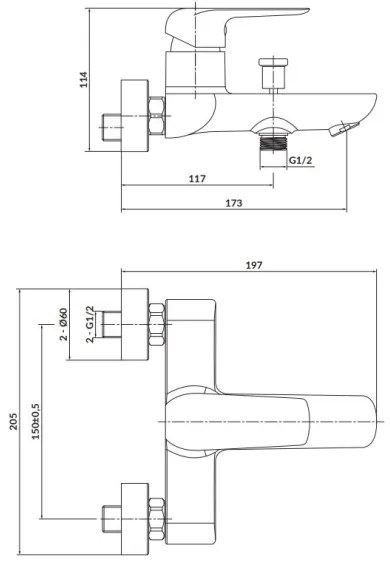 Cersanit S951-344 - Vanová baterie CITY lesklý chrom