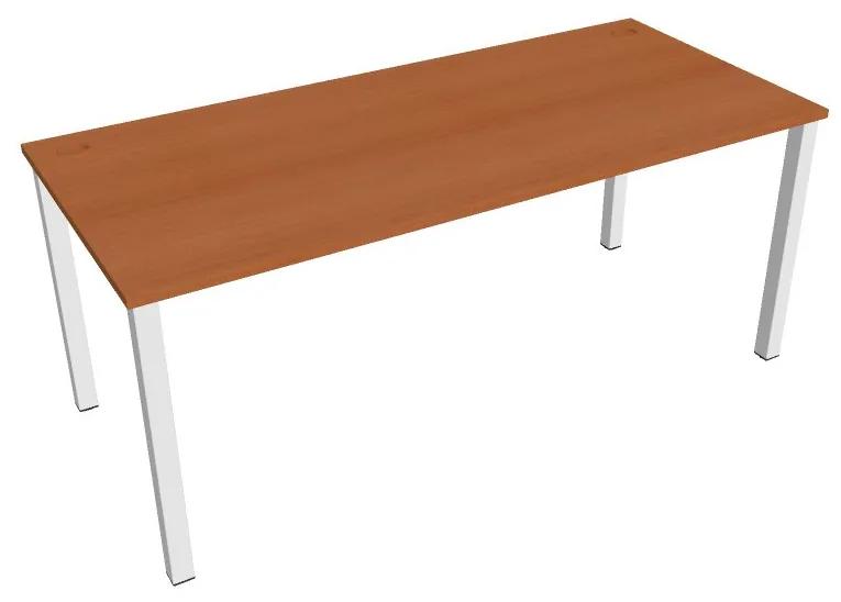 Stůl pracovní rovný 180 cm - Hobis Uni US 1800 Dekor stolové desky: třešeň, Barva nohou: bílá