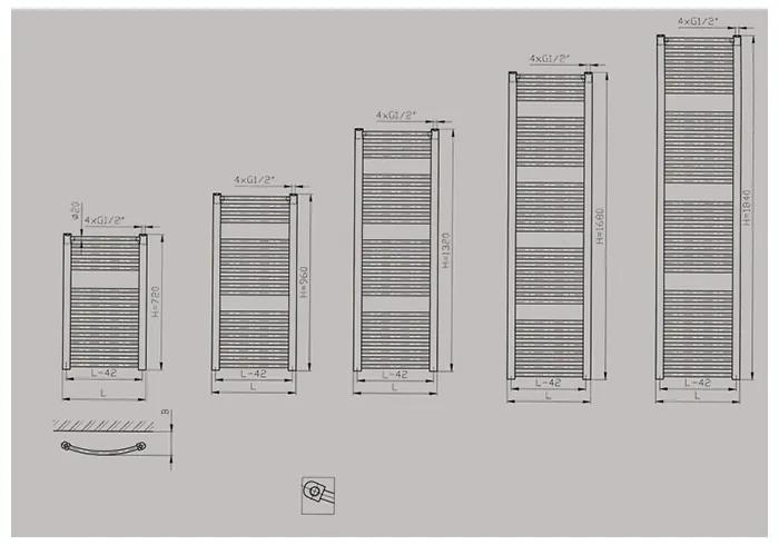 A-Interiéry Koupelnový radiátor Eco EC-X 60168 / bílá RAL 9016 (168x60 cm) - eco_ecx60168