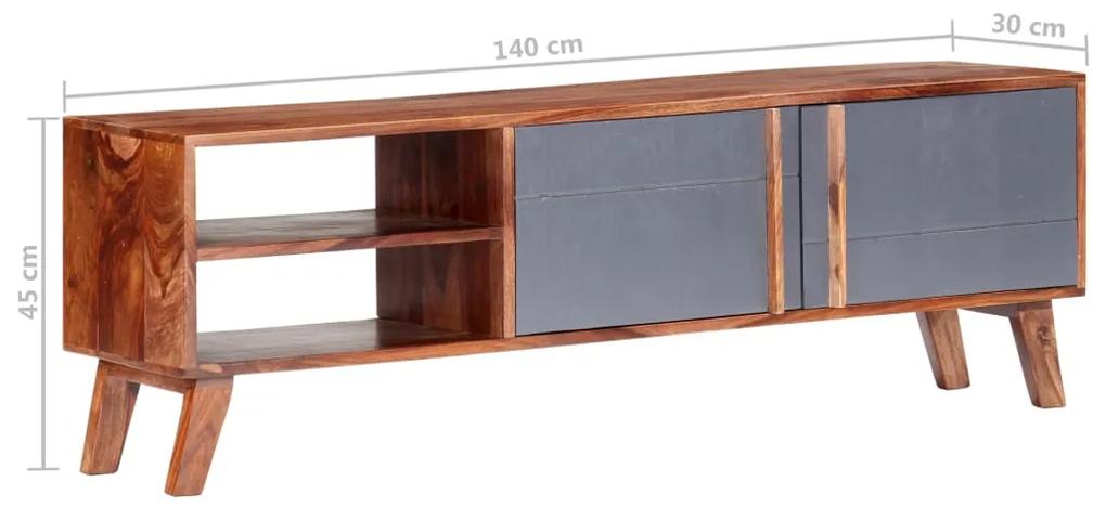 TV stolek šedý 140 x 30 x 45 cm masivní sheeshamové dřevo - Default Title