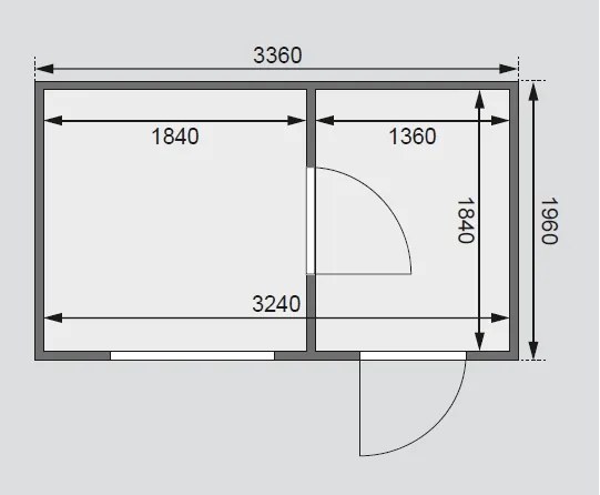 Venkovní finská sauna s předsíní 337 x 196 cm Dekorhome