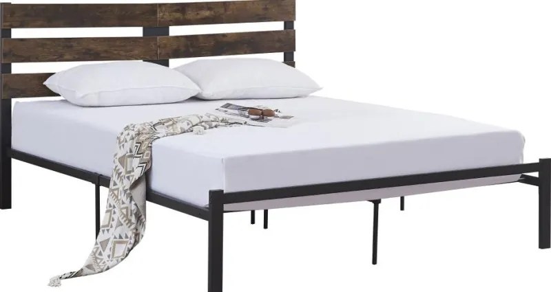 Manželská postel s roštem 180x200, dub rustikal/kov, ANEYA Kondela 0000399611