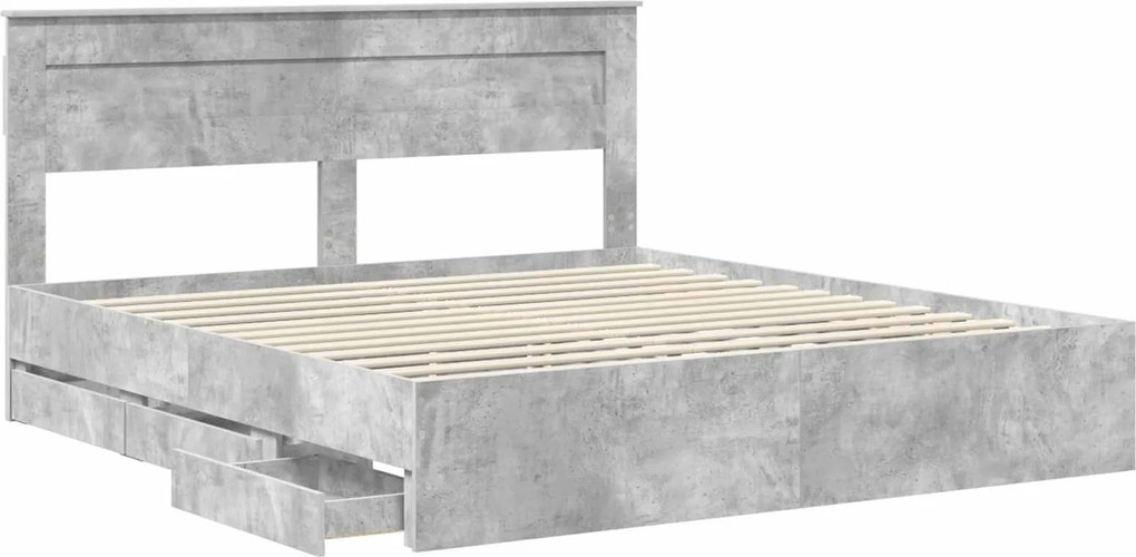 Rám postele s čelo Betonově šedá 180 x 200 cm Inženýrské dřevo 3409830