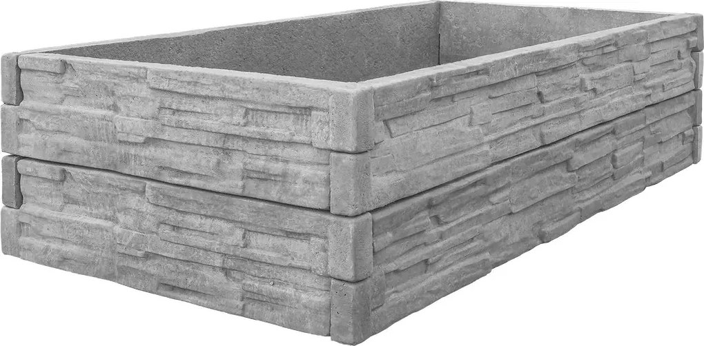 Beves Betonový záhon vyvýšený - štípaný kámen 200 x 100 cm Výška záhonu: 75 cm, Barva záhonu: Přírodní šedá