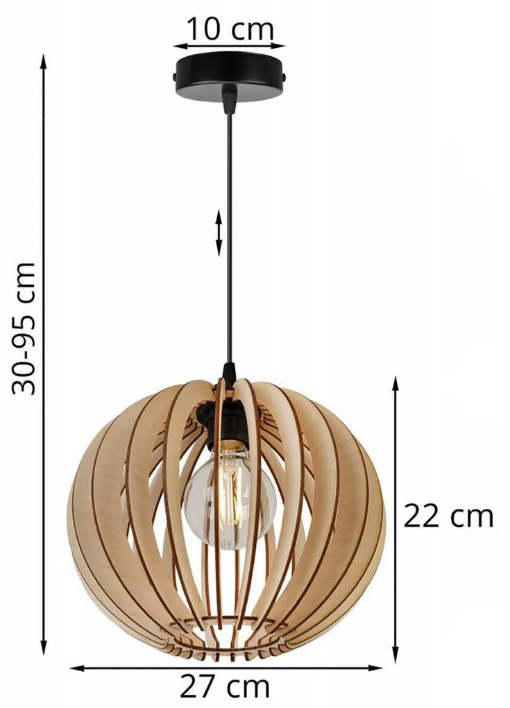 Závěsné svítidlo TIMBER 2, 1x dřevěné stínítko