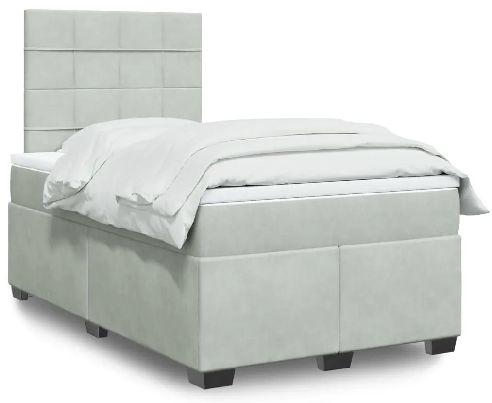 Box spring postel s matrací světle šedá 120x190 cm samet 3290858