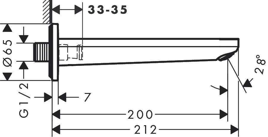 Hansgrohe Rebris E, vanový výtok, černá matná, HAN-72431670